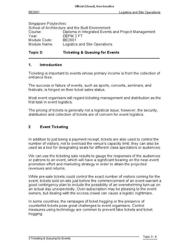 2023 Topic 3 Ticketing & Queuing | PDF | Business | Service Industries