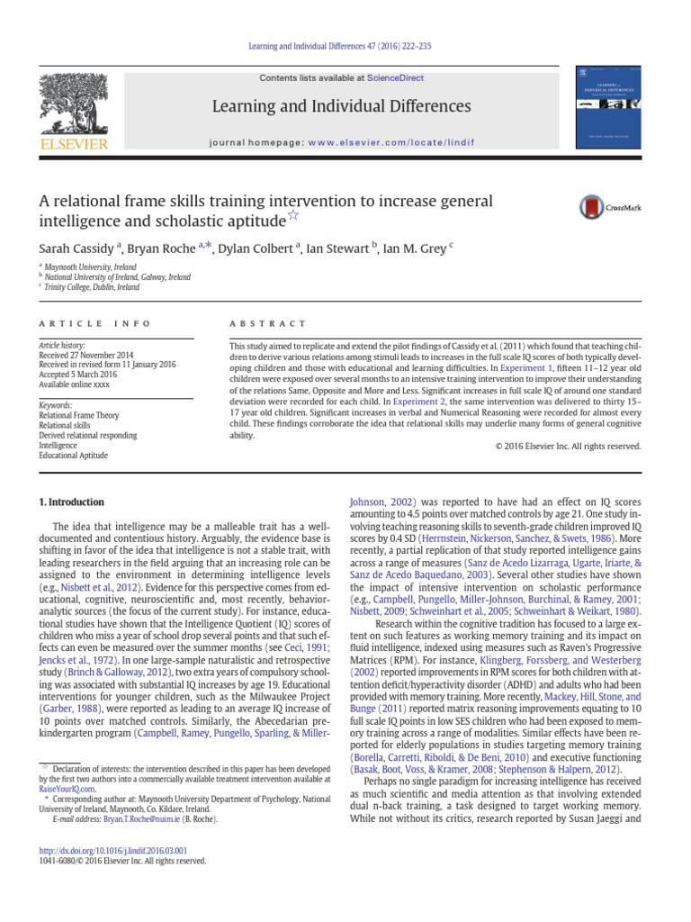 Boosting IQ Through Relational Training | PDF | Wechsler Adult ...