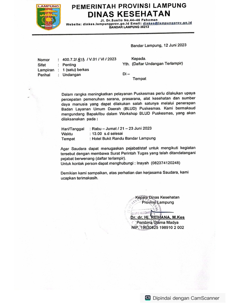 Surat Undangan BLUD | PDF