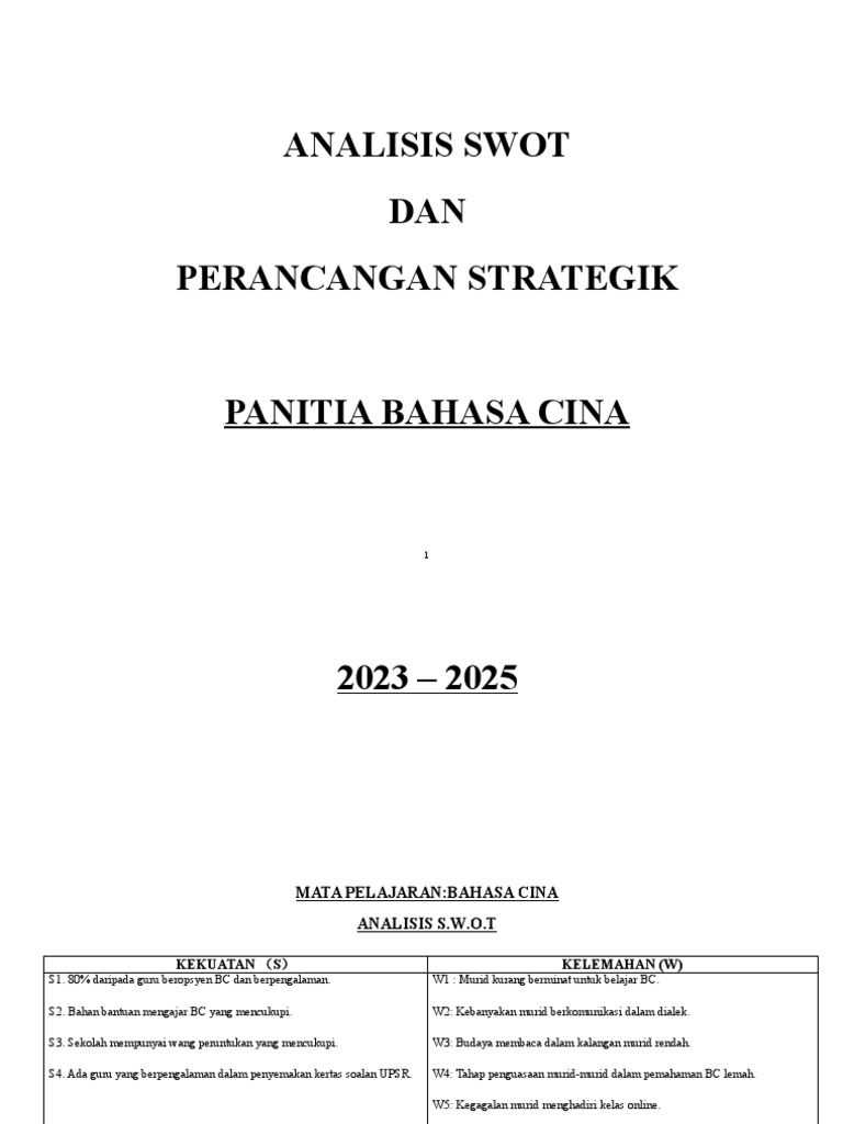 Pelan Strategik Panitia BC 2023 - 2025 | PDF