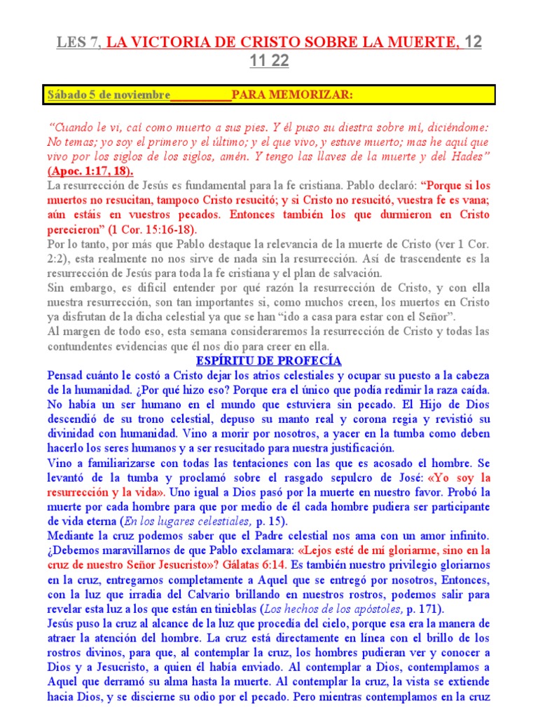 LES 7, LA VICTORIA DE CRISTO SOBRE LA MUERTE, 12 11 22 | PDF | La resurrección de Jesús | Jesús