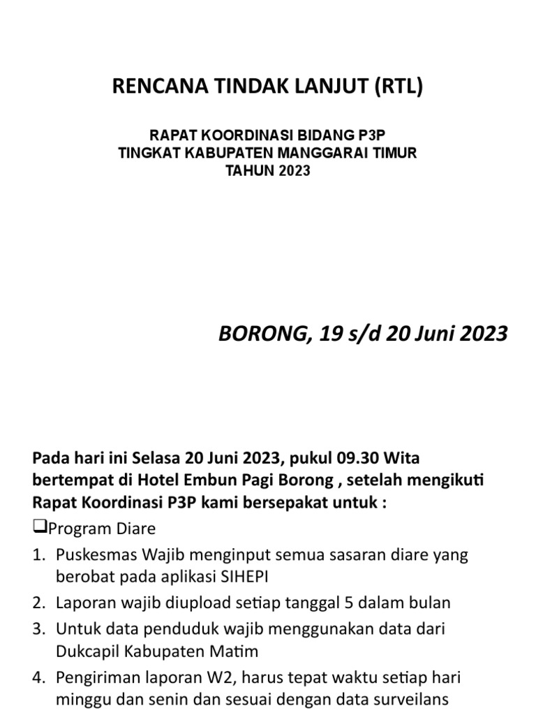 RTL Rakor P2P Tahun 2023 | PDF