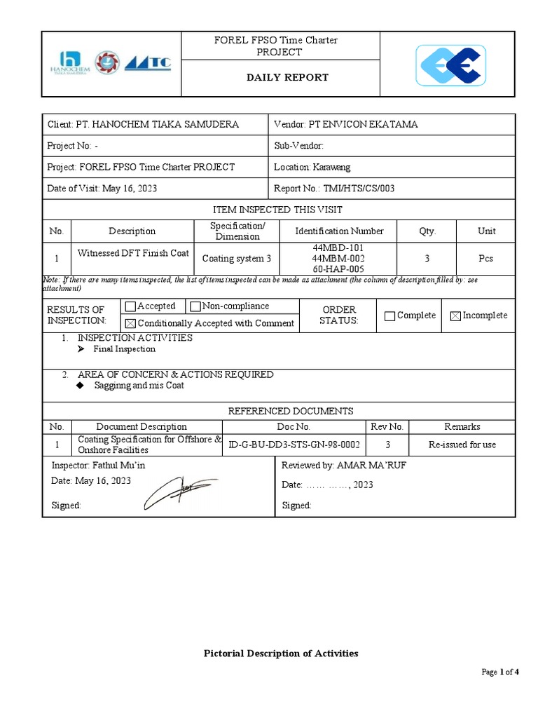 Daily Report - PT Envicon Ekatama - 001 - 16-05-2023 | PDF