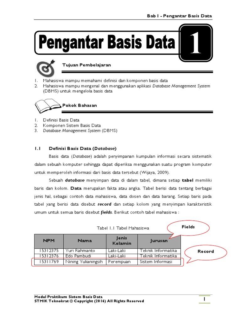 FIX FIX Bab 1 - Pengantar Basis Data | PDF