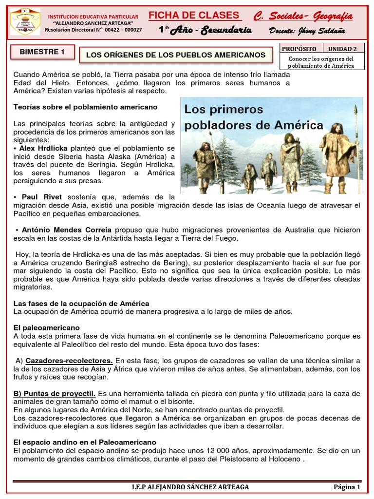 Los Origenes de Los Pueblos Americanos-1° | PDF | pleistoceno | Américas