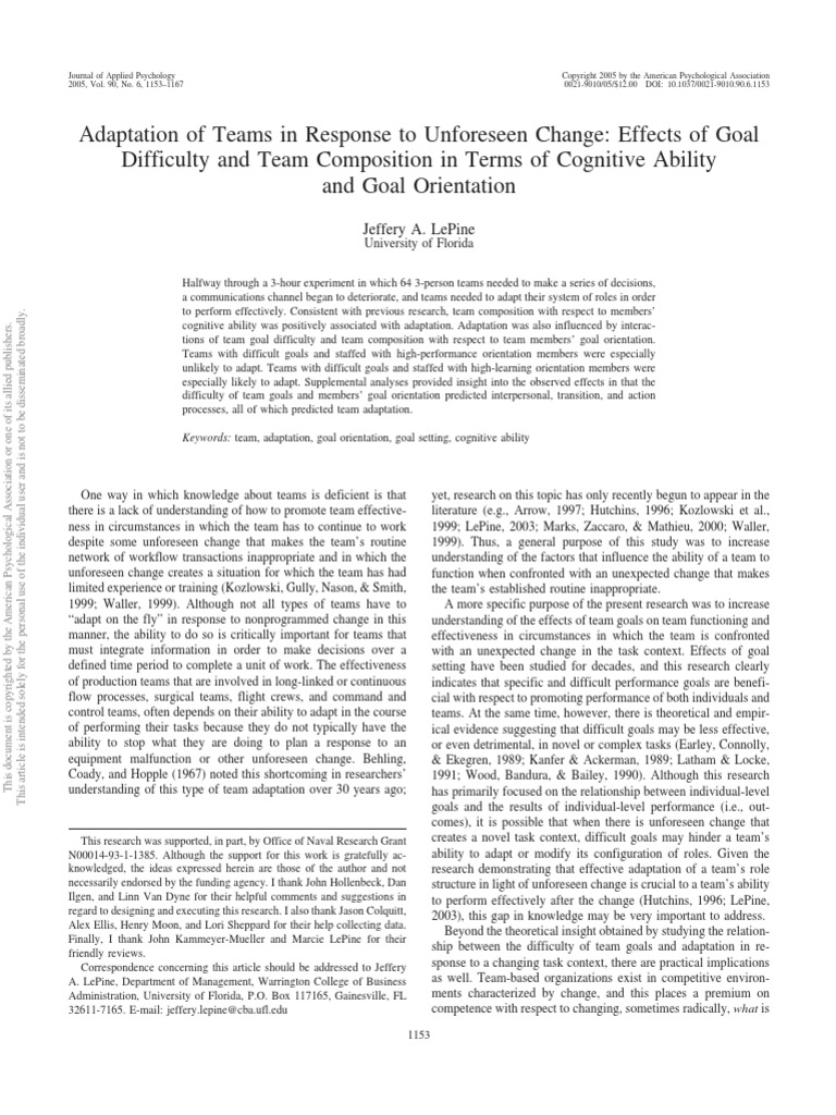 Lepine 2005 | PDF | Goal | Attention