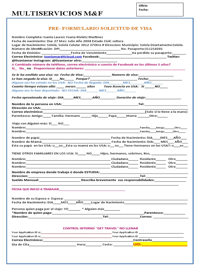 Formulario Solicitud de Visa New-1 | PDF