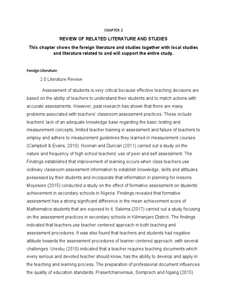 Local and Foreign Literature Review | PDF | Teachers | Educational ...