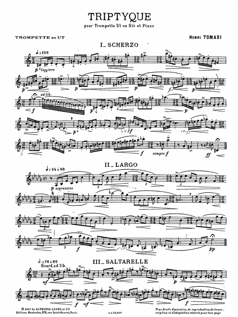 Henri Tomasi_ Triptyque (C Trumpet Only) (1) | PDF