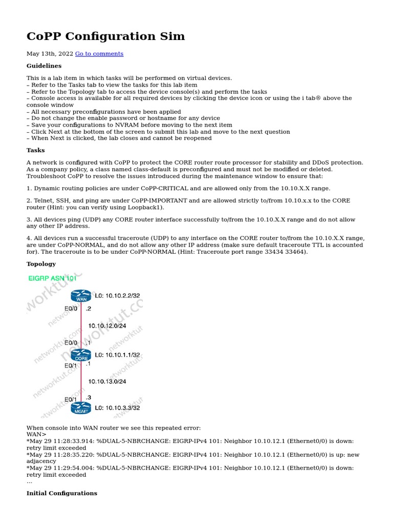 ENARSI Training CoPP Configuration Sim | PDF
