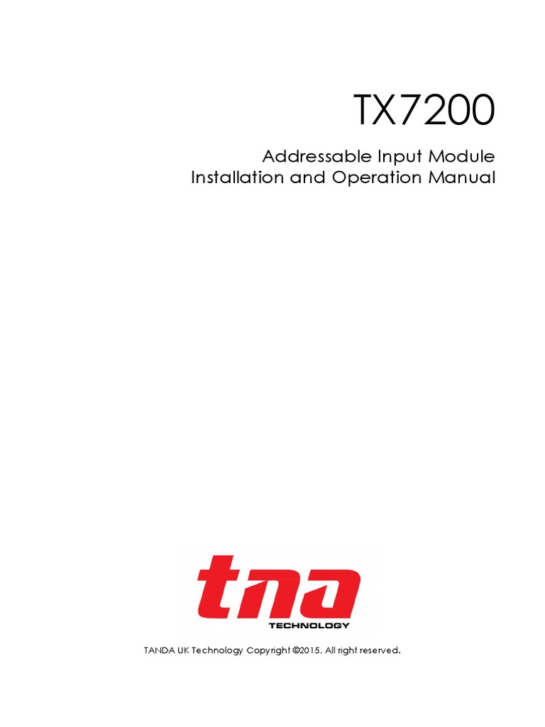 TX7200 - Addressable Input Module - Installation and Operation Manual ...