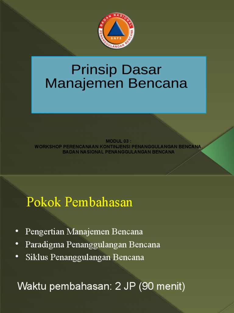Prinsip Dasar Manajemen Bencana | PDF