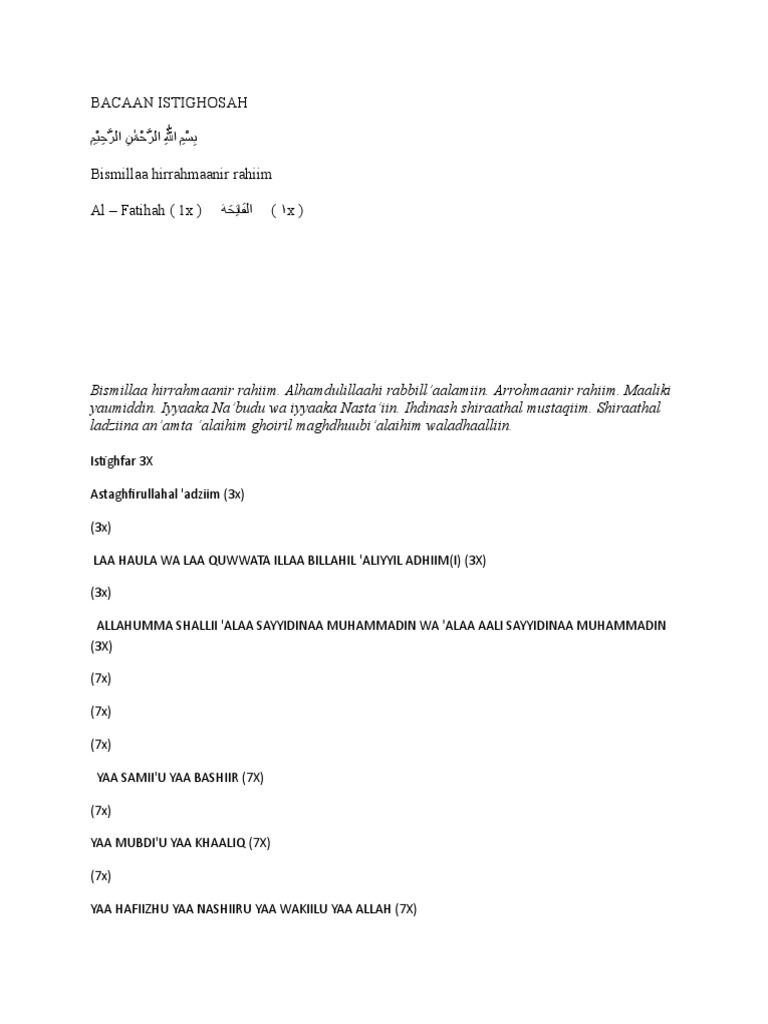 BACAAN ISTIGHOSAH (1) | PDF