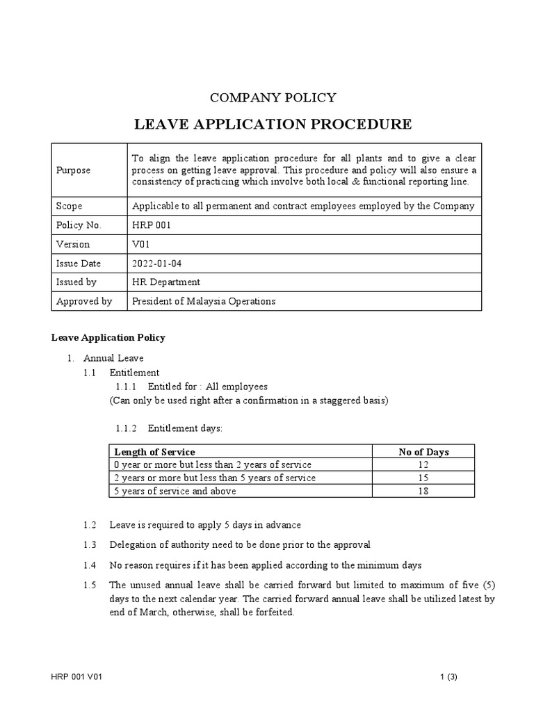 Leave Application Procedure & Policy | PDF | Justice | Crime & Violence