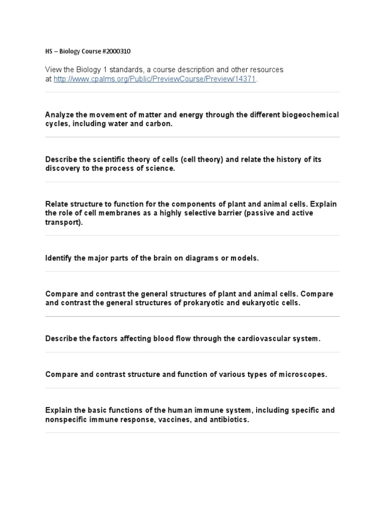 5d83b684c0fa4b974de9b431 - HS Biology 1 - Course #2000310 | PDF ...