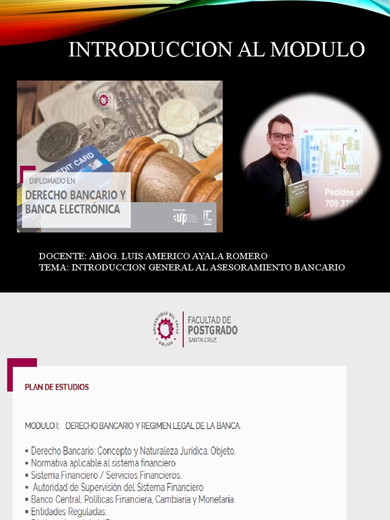 Introduccion Al Modulo Derecho Bancario Consultivo para Univalle 2023 | PDF | Bancos | Economias