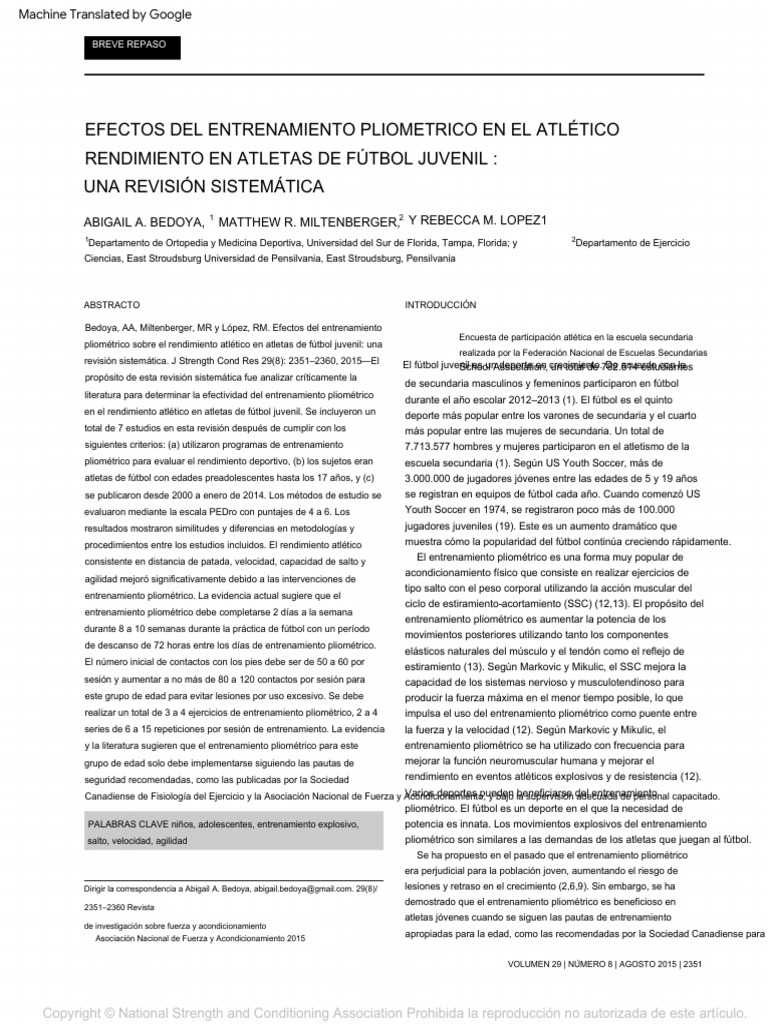 Plyometric Training Effects On Athletic.34 | PDF
