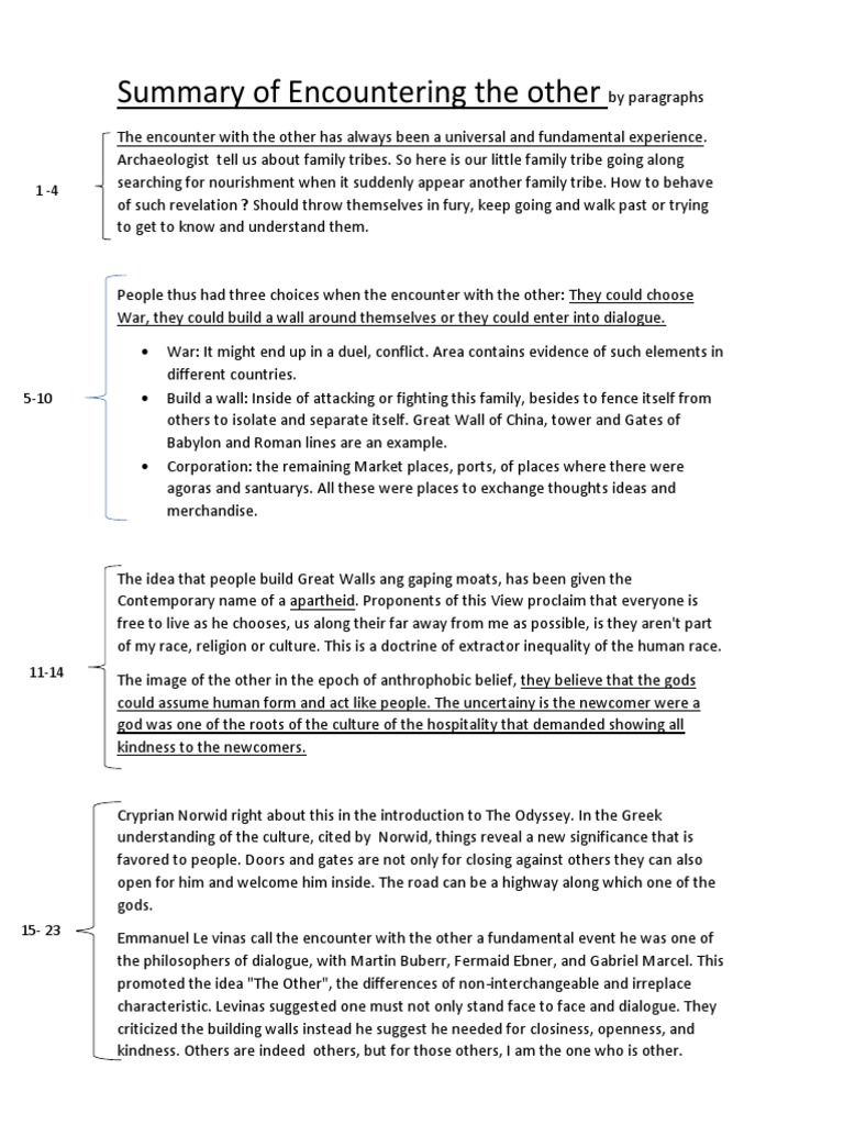 Summary of Encountering The Other by Paragraphs | PDF