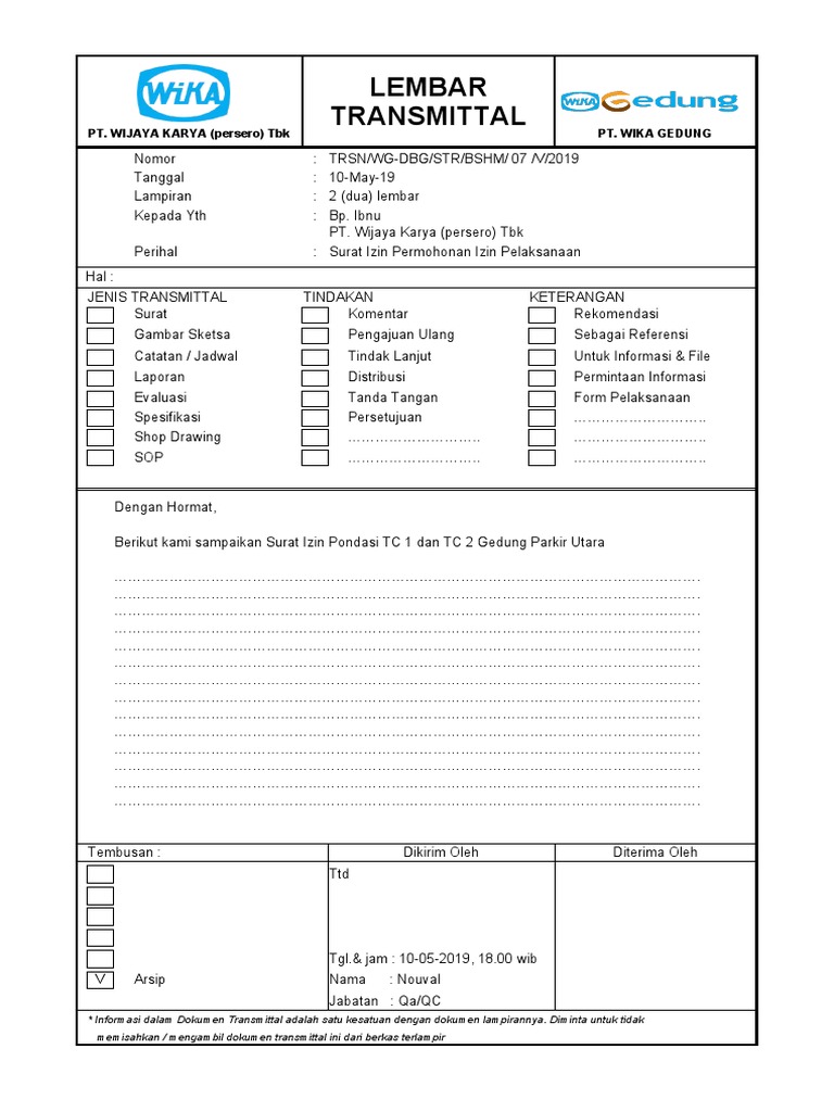 Form Transmital | PDF
