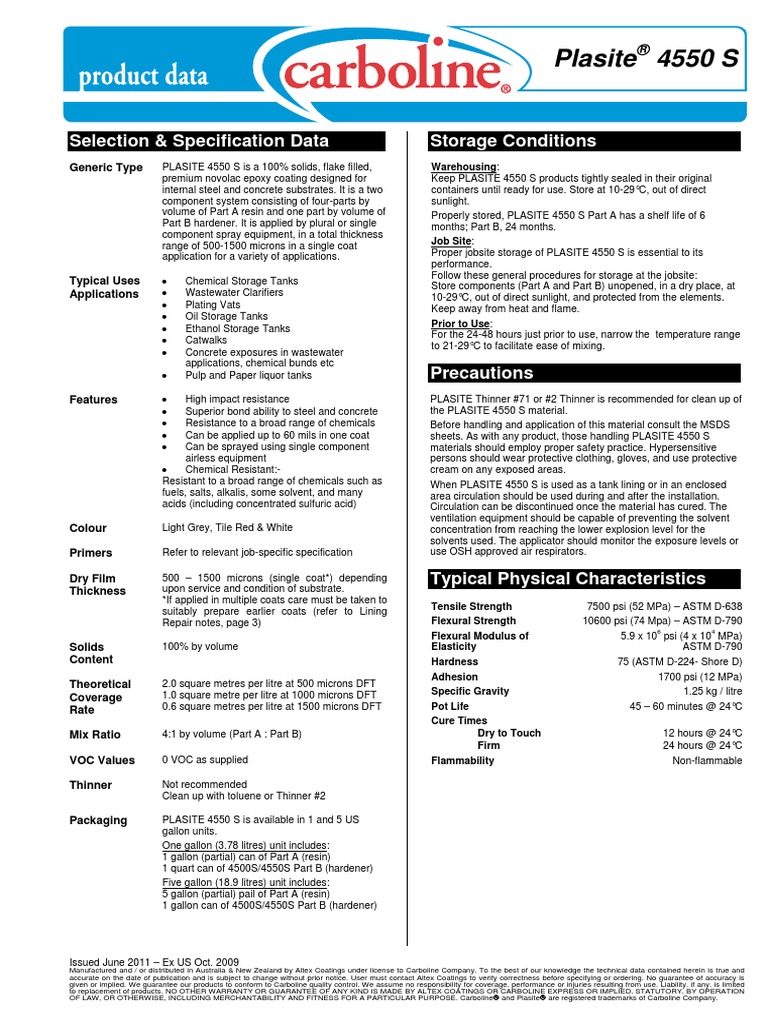 Plasite 4550 S PDS | PDF | Concrete | Welding