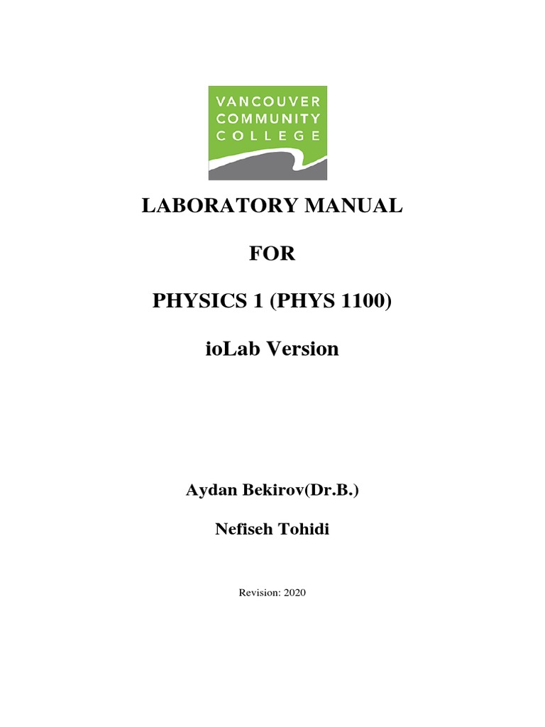 Physics1100 Lab Manual (Iolab Revision) | PDF | Observational Error | Significant Figures
