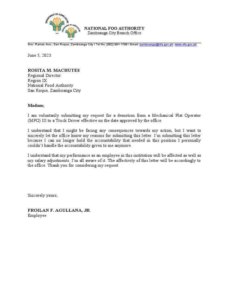 Demotion Letter | PDF