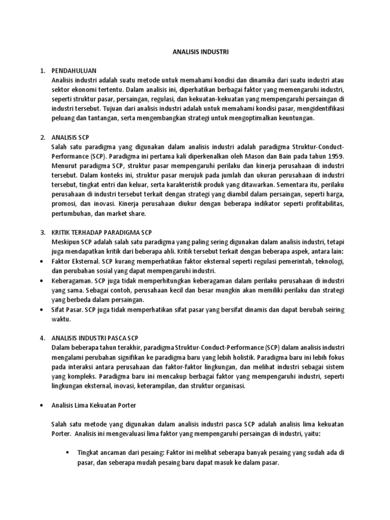 Analisis Industri Pasca SCP | PDF