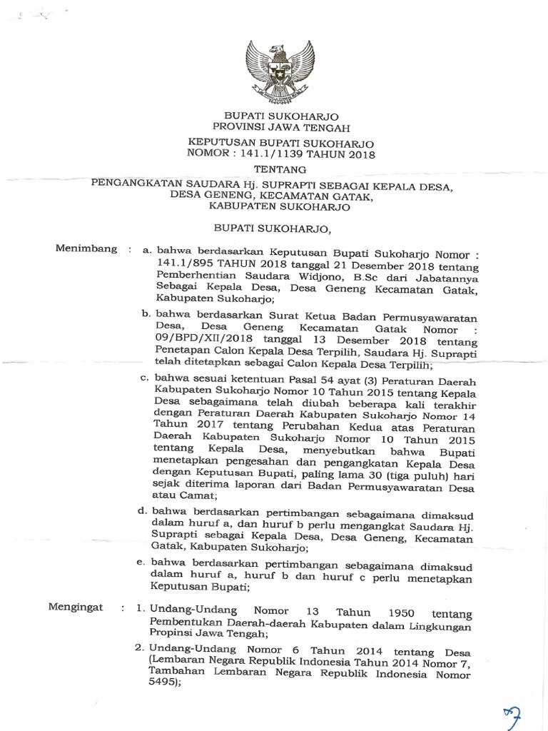 SK Kepala Desa Geneng | PDF