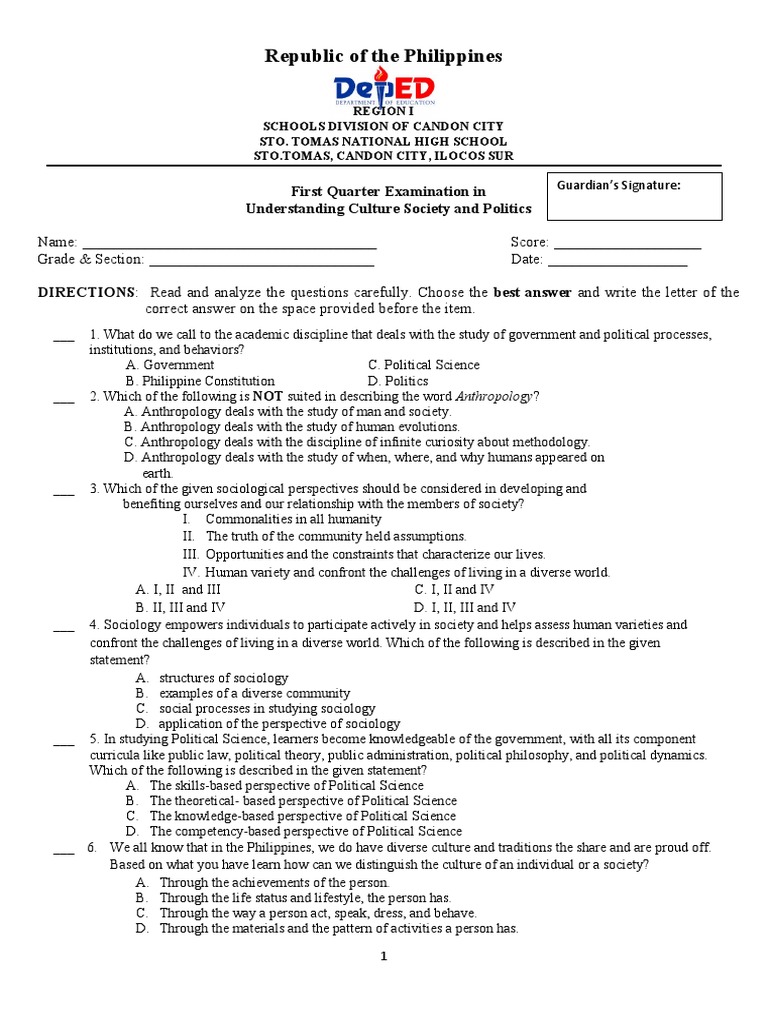 UCSP 1ST QUARTER | PDF