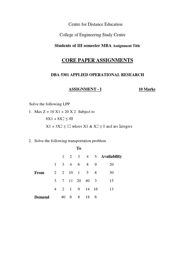 CEG SET -30 MBA - III sem Assignment Questions | PDF | Strategic ...