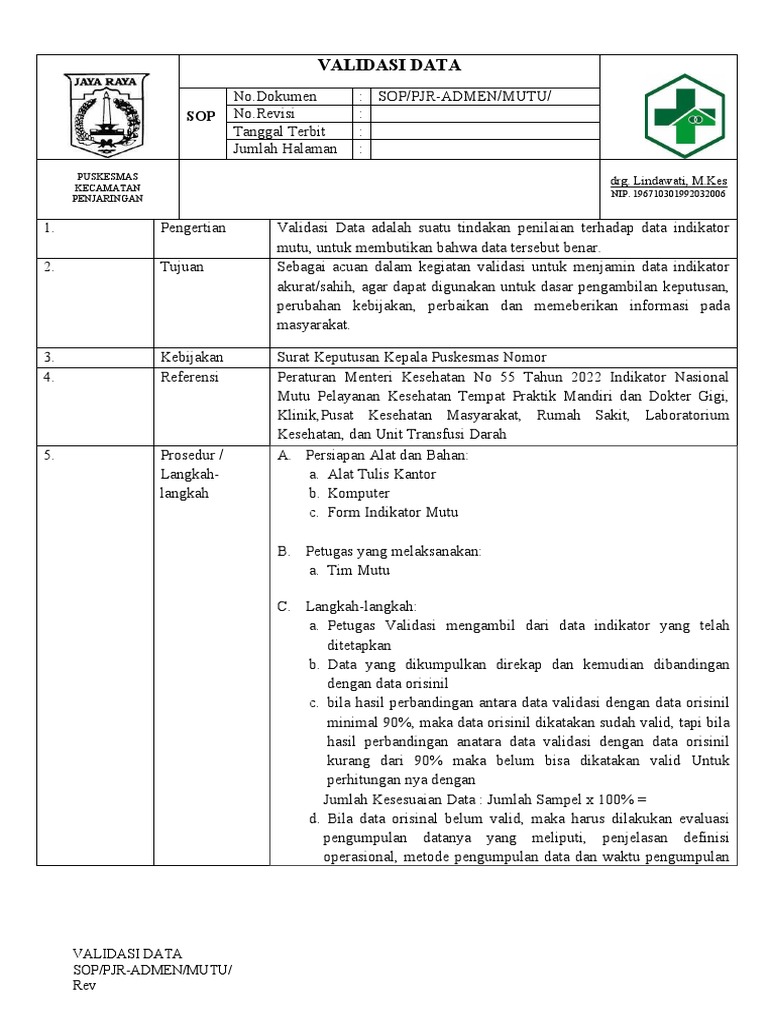 Sop Validasi Data | PDF