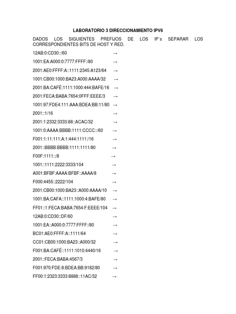 subredes ipv6 lab | PDF