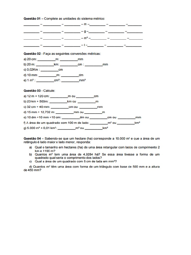 Lista de Exercícios de Escala | PDF