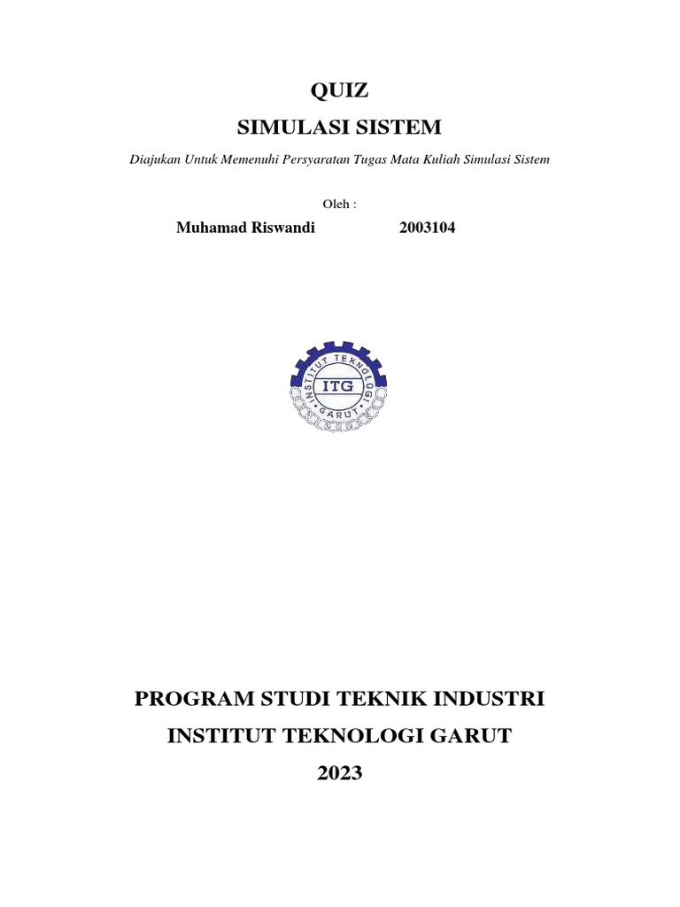 QUIZ - Simulasi Sistem - 2003104 - Muhamad Riswandi - C | PDF