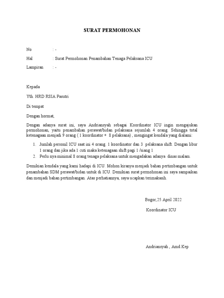 SURAT PERMOHONAN SDM | PDF