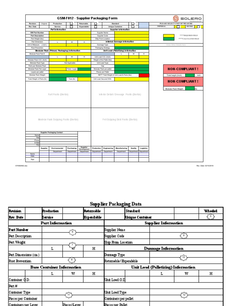GSM F012 Packaging Form | PDF | Pallet | Packaging And Labeling