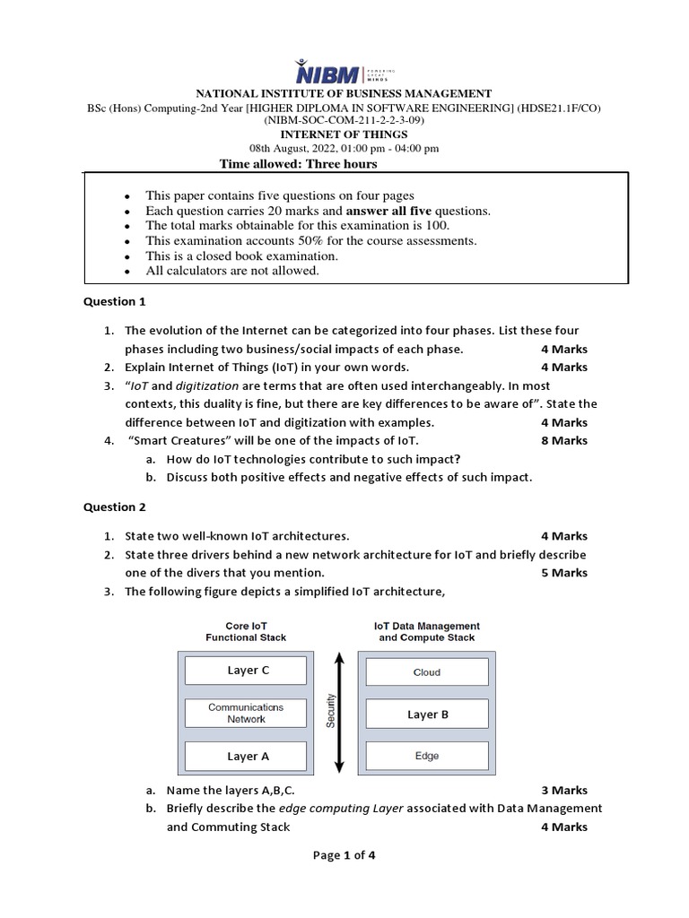 HNDSE 21.1F Internet of Things | PDF | Internet Of Things | Arduino