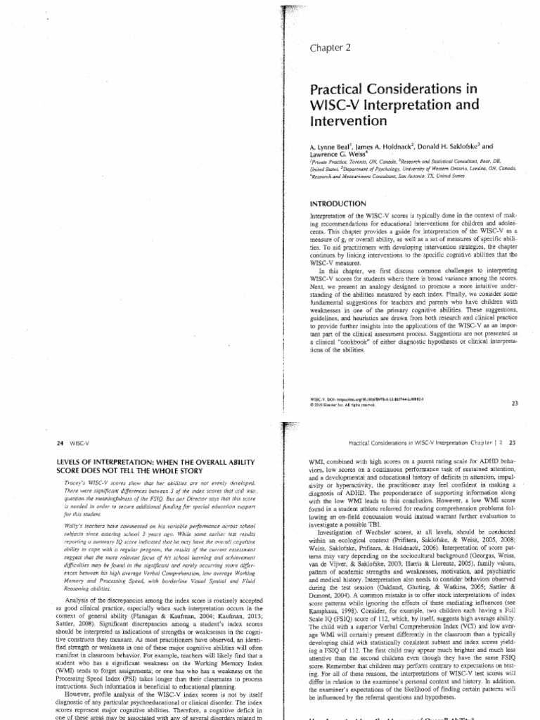 Capítulo WISC | PDF