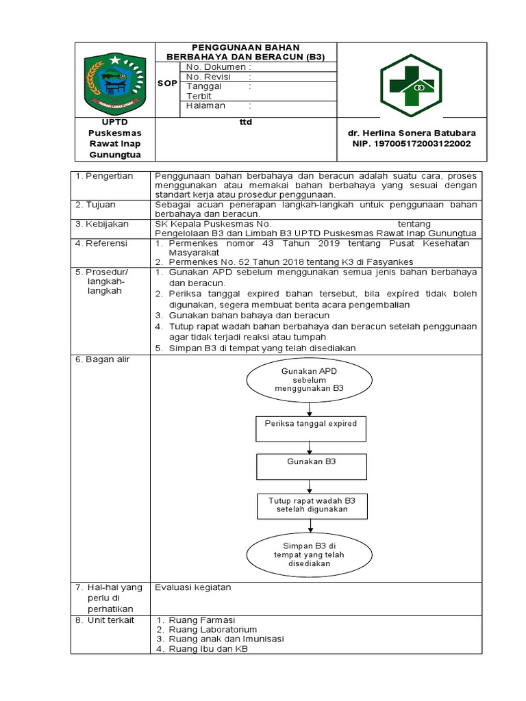 Sop Penggunaan B3 | PDF