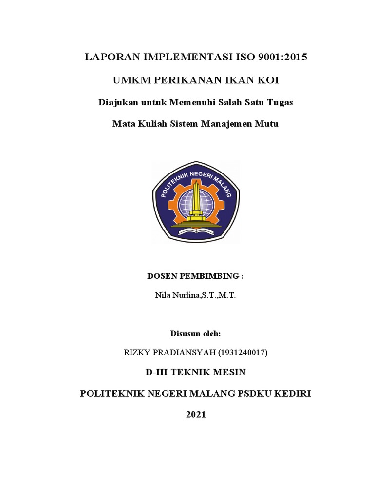 23 - Rizky Pradiansyah - Laporan Implementasi Iso 9001 | PDF