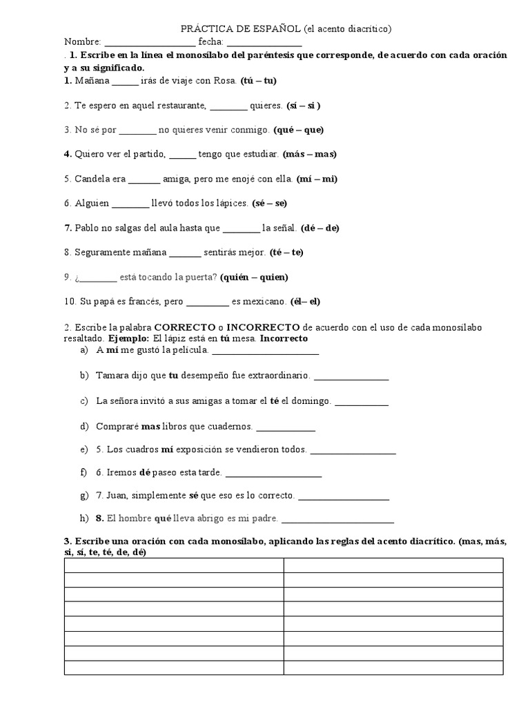 Práctica 2 Acento Diacrítico | PDF