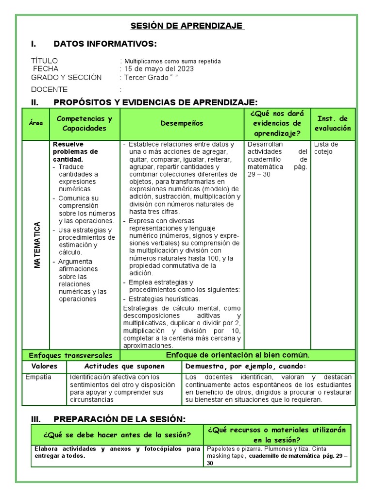 Multiplicación como Suma Repetida | PDF | Multiplicación | Aprendizaje