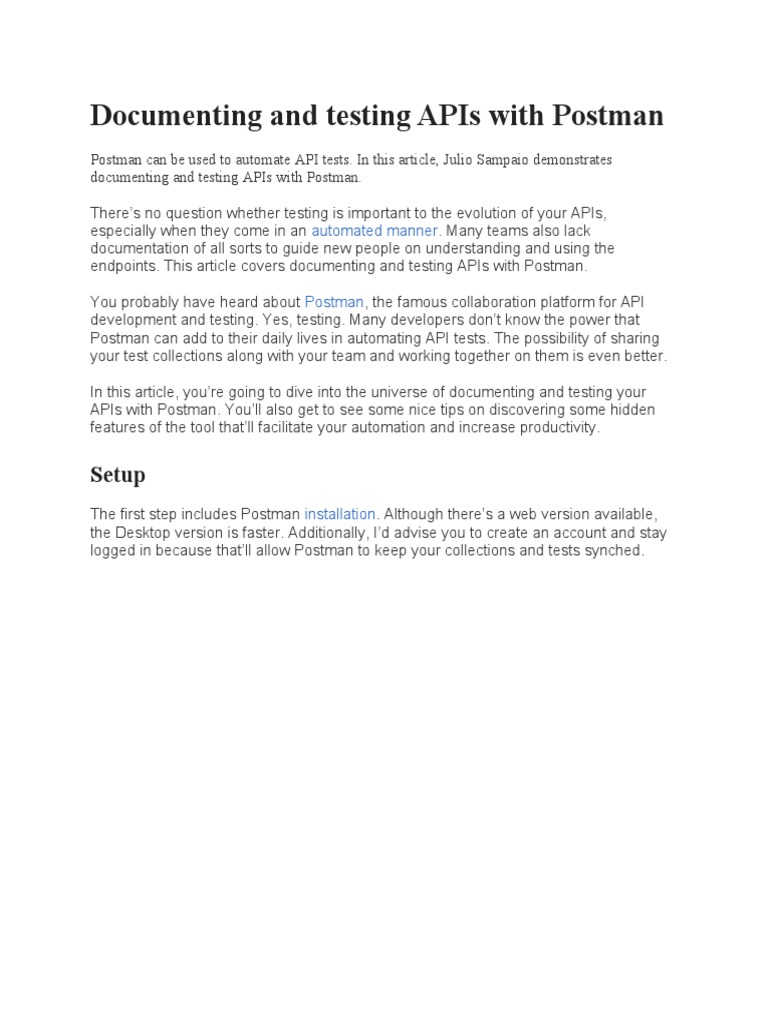 Documenting and testing APIs with Postman | PDF | Hypertext Transfer ... Documenting and testing APIs with Postman | PDF | Hypertext Transfer ...