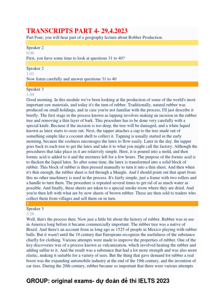 Transcripts Part 4 | PDF | Natural Rubber | Secondary Sector Of The Economy
