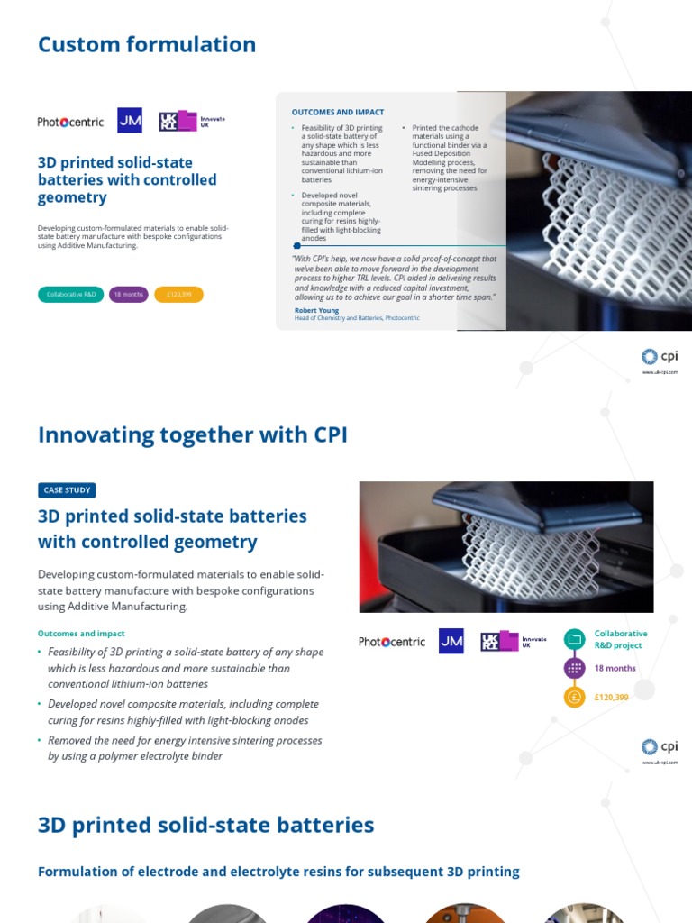 3D SSB Case Study 3D Printed Solid State | PDF | 3 D Printing | Lithium Ion Battery