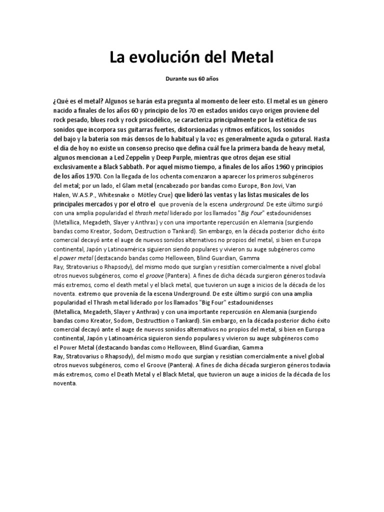 La Evolución Del Metal | PDF