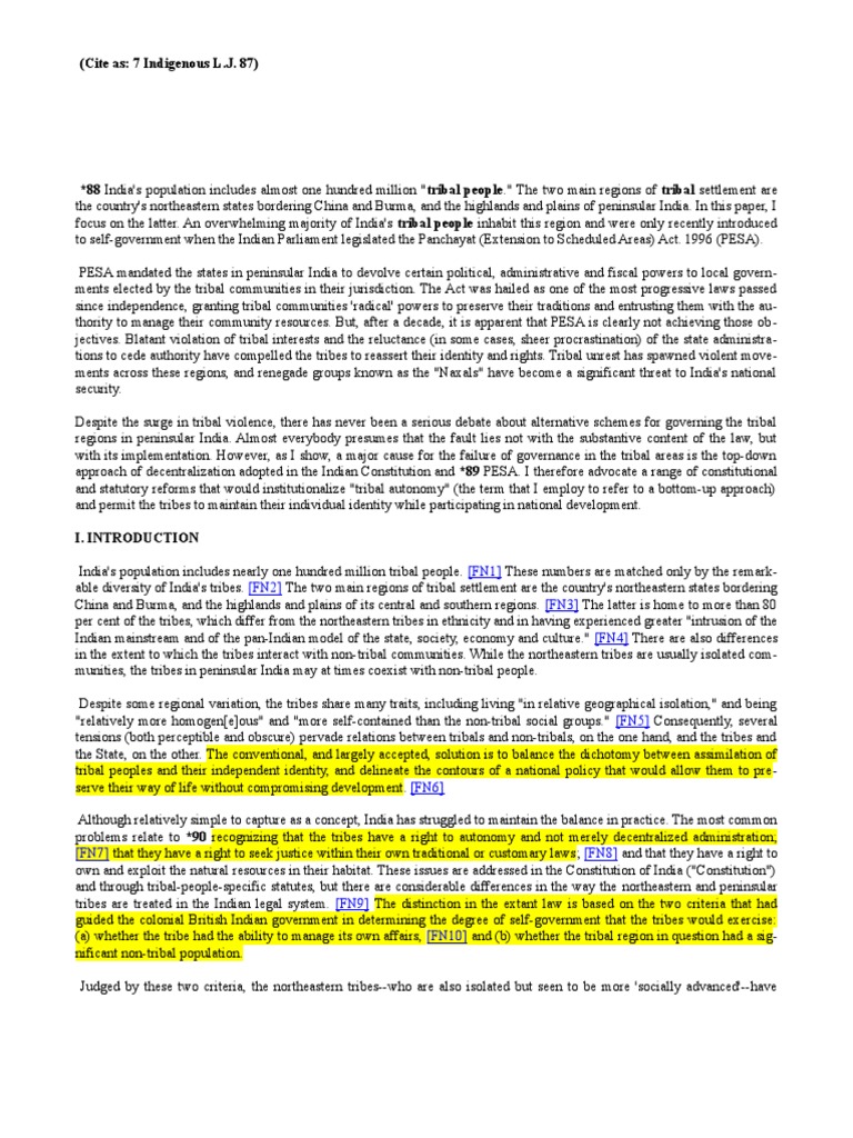 Tribal Autonomy and Governance in India | PDF | Political Science | Justice
