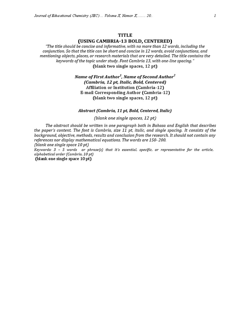 Template Naskah JEC 2021 English | PDF | Data | Writing