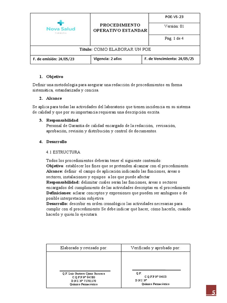 Procedimiento Operativo Estandar | PDF | Farmacia | Farmacéutico