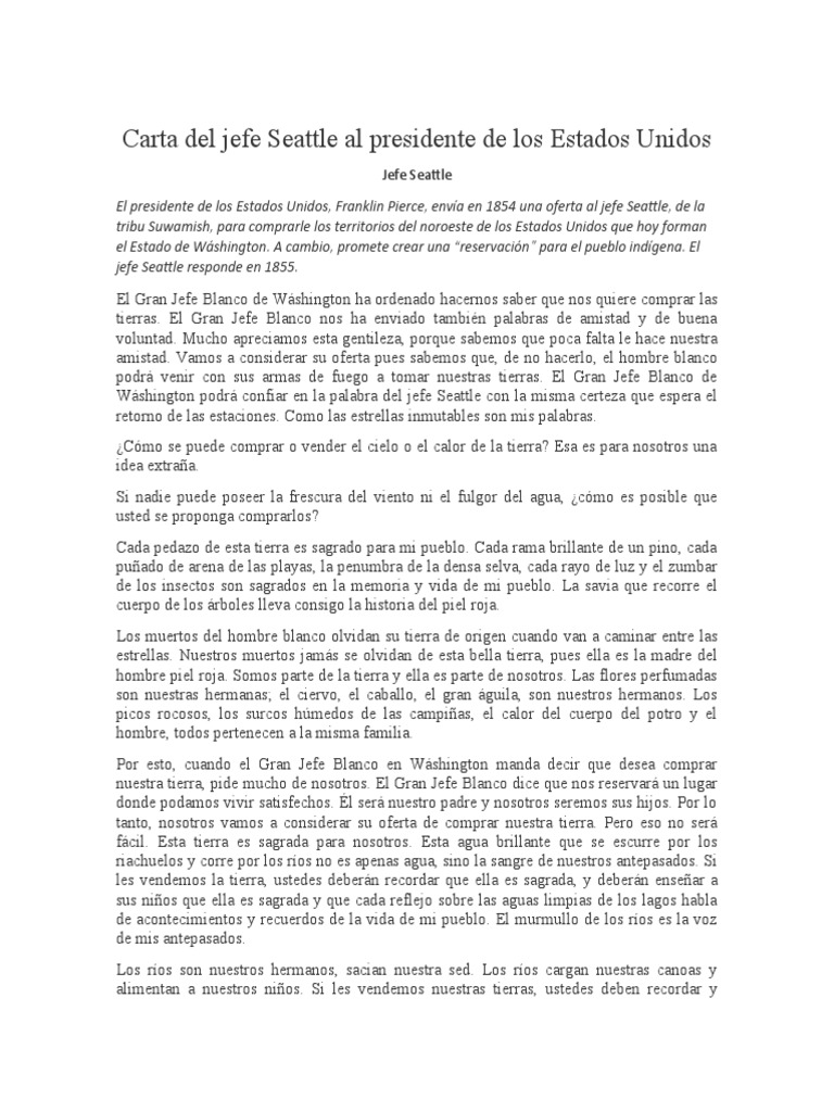 22-2 carta del jefe Seattle | PDF